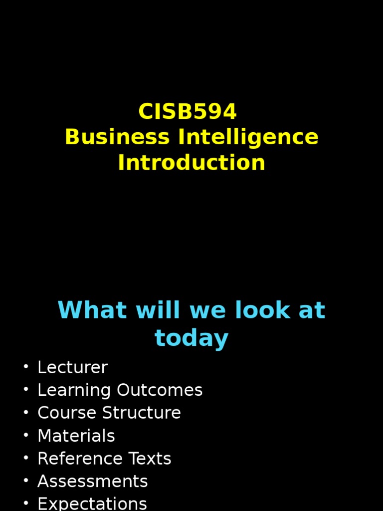 An Introduction to Business Intelligence: Course Structure, Learning ...