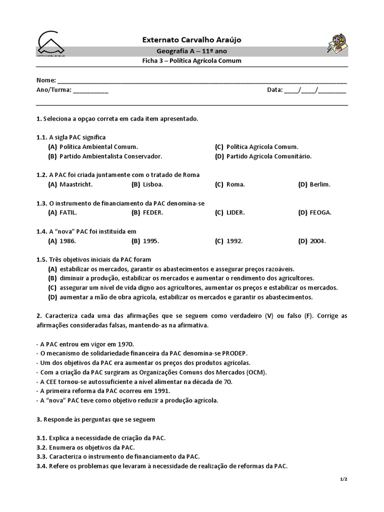 Política Agrícola Comum: Questões e Reformas | PDF | Política Agrícola ...