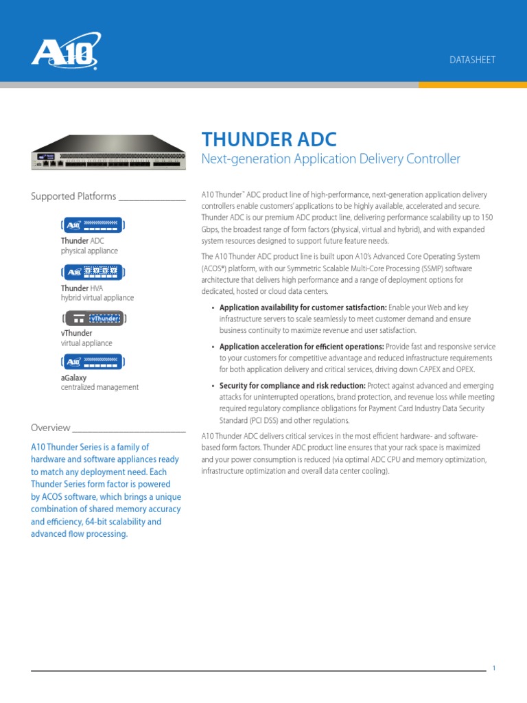 A10 Thunder ADC Series PDF | PDF | Load Balancing (Computing) | Cloud ...