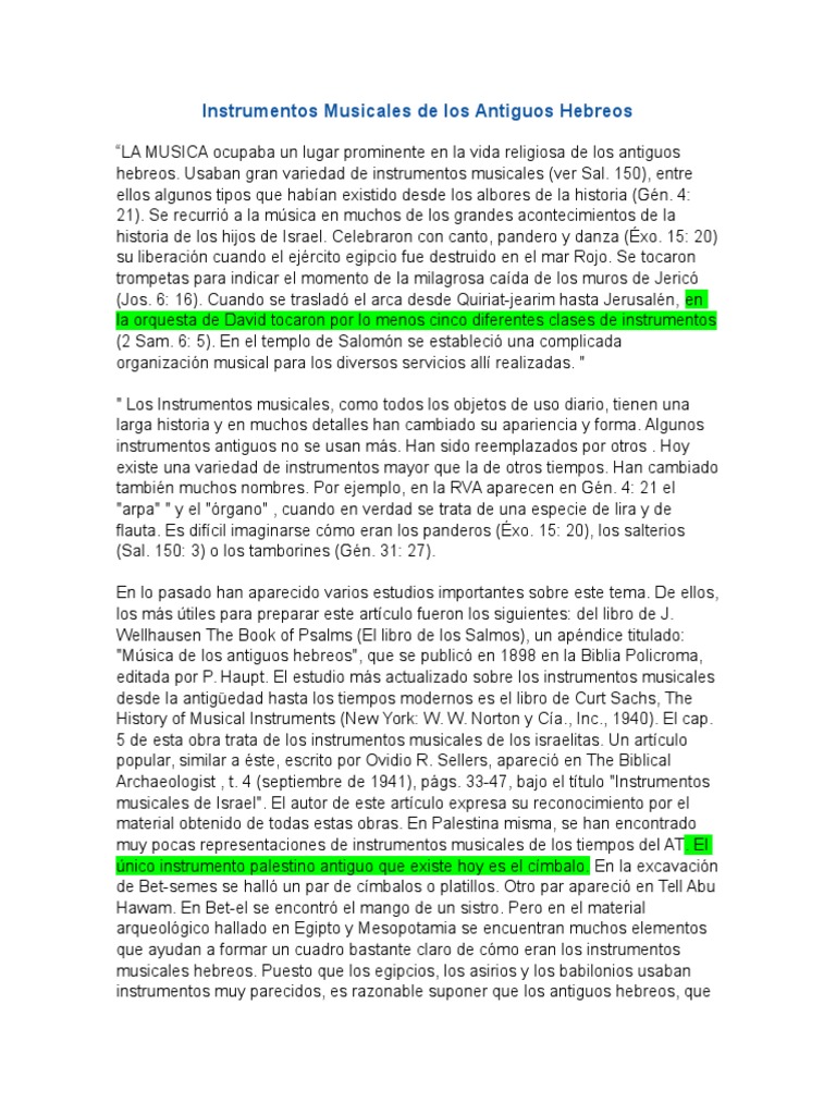 Instrumentos Musicales en la Antigua Hebrea | PDF | Flauta | Trompeta