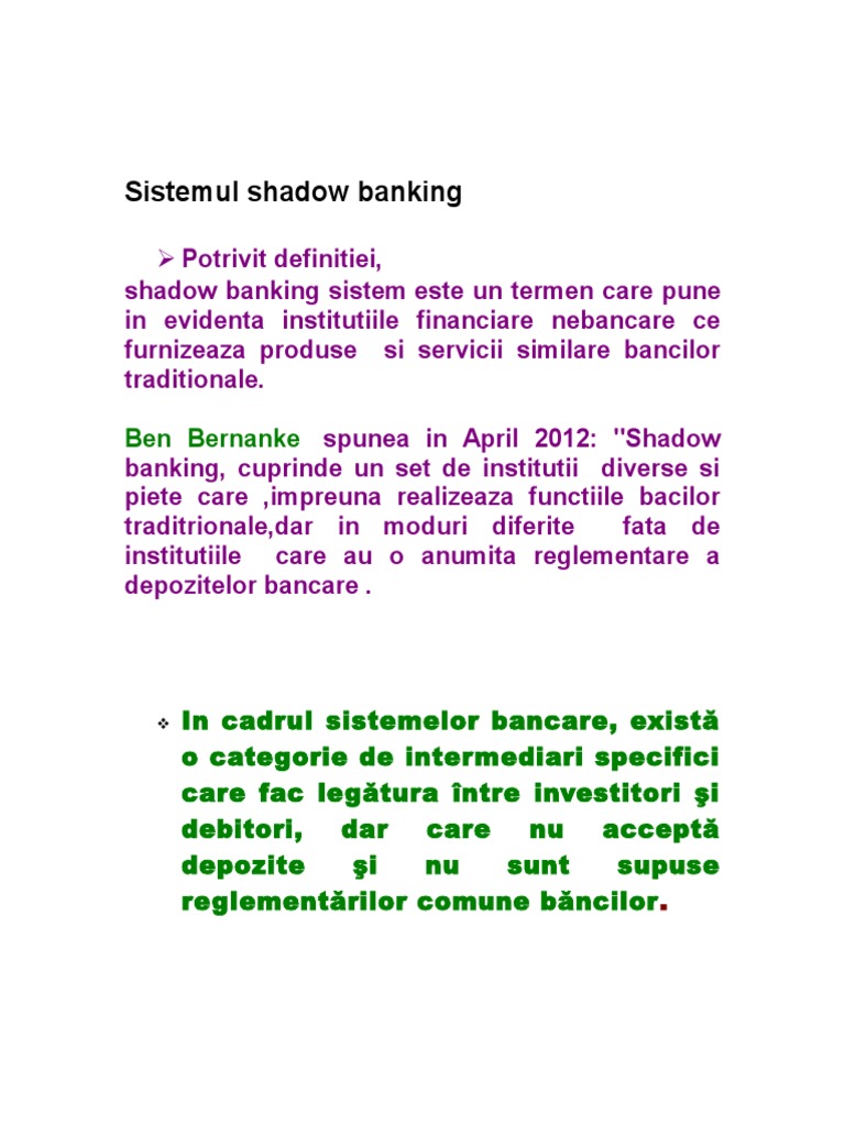 Sistemul Shadow Banking | PDF