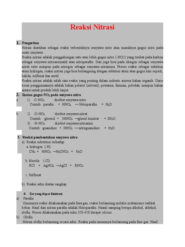 Proses dan Aplikasi Reaksi Nitrasi | PDF