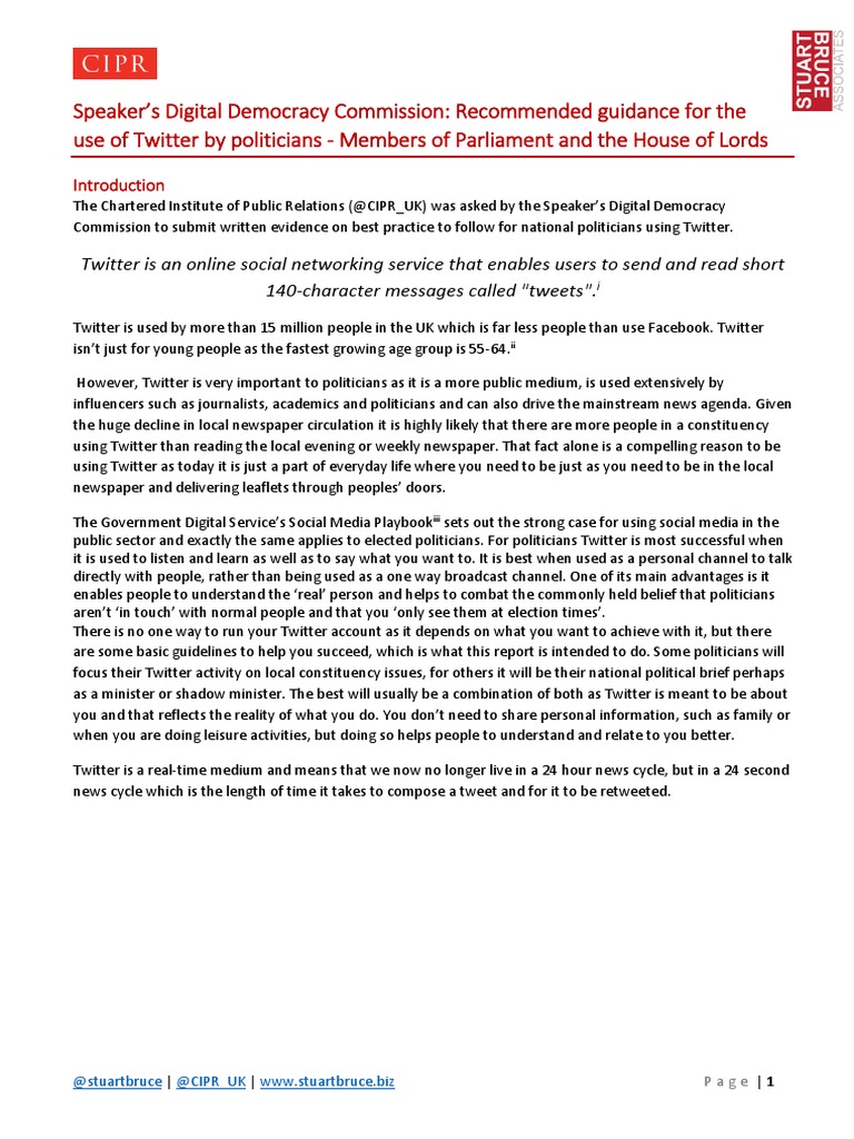 Best Practice Guide For MPs Using Twitter | PDF | Twitter | Instagram