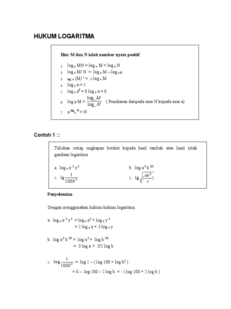 Hukum Logaritma | PDF | Metode & Bahan Ajar | Komputer