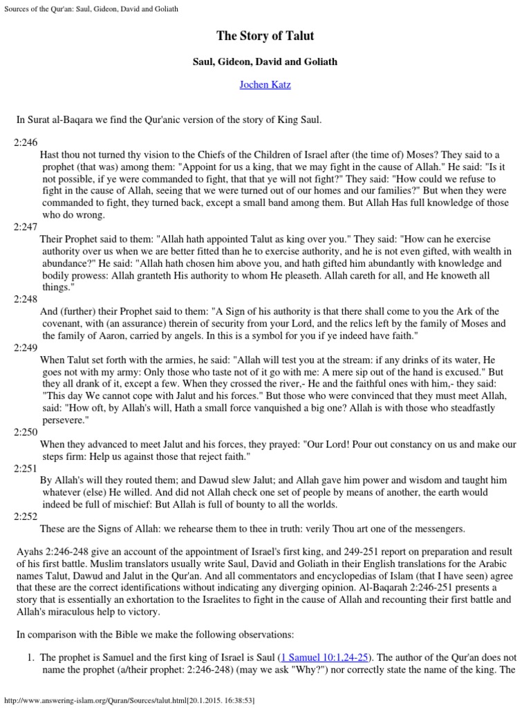 Story of Talut | PDF | Saul | Samuel