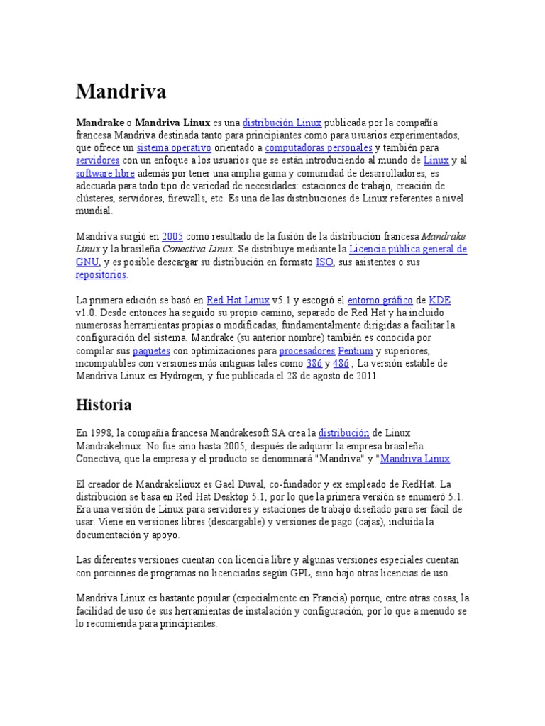 Mandrake | PDF | Distribución de Linux | Software