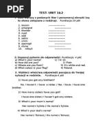 Test Diagnostyczny Z Języka Angielskiego - 4 Klasa | PDF