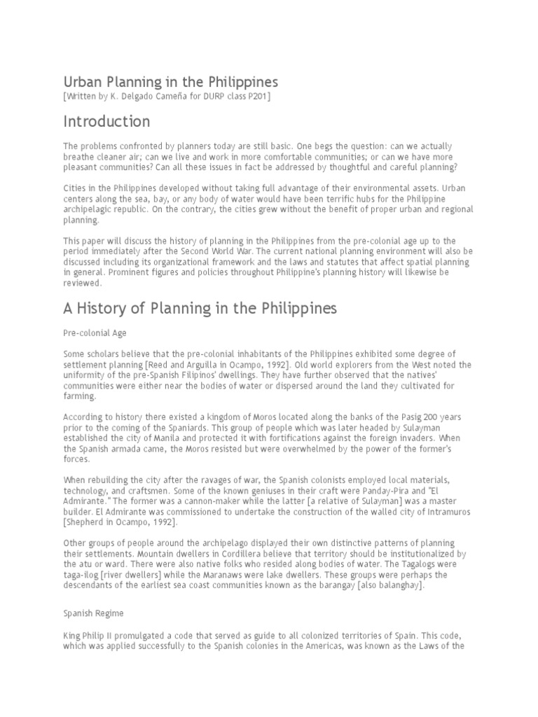 Urban Planning History in the Philippines | PDF | Philippines | Metro ...