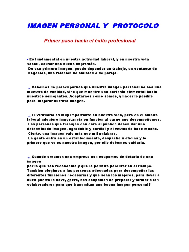 Imagen Personal y Protocolo Profesional | PDF | Crecimiento personal y ...