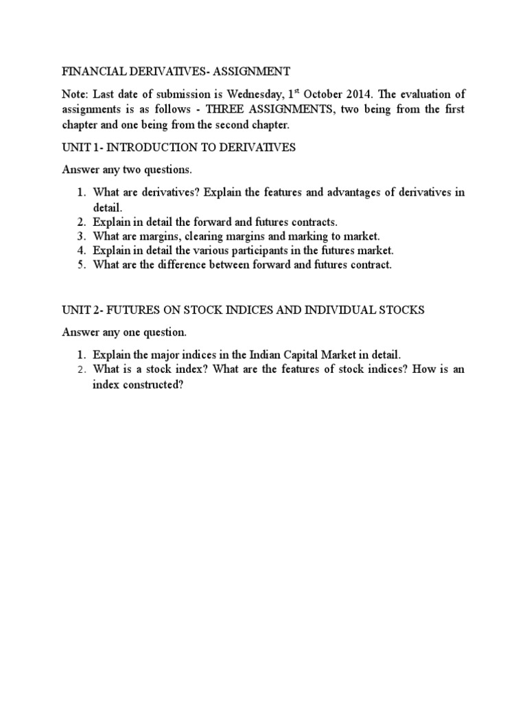 Financial Derivatives. Question Paper. | PDF | Futures Contract ...