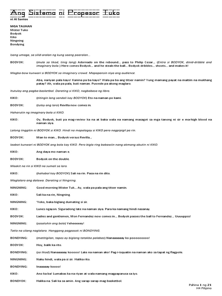 Ang Sisteme Ni Propesor Tuko | PDF