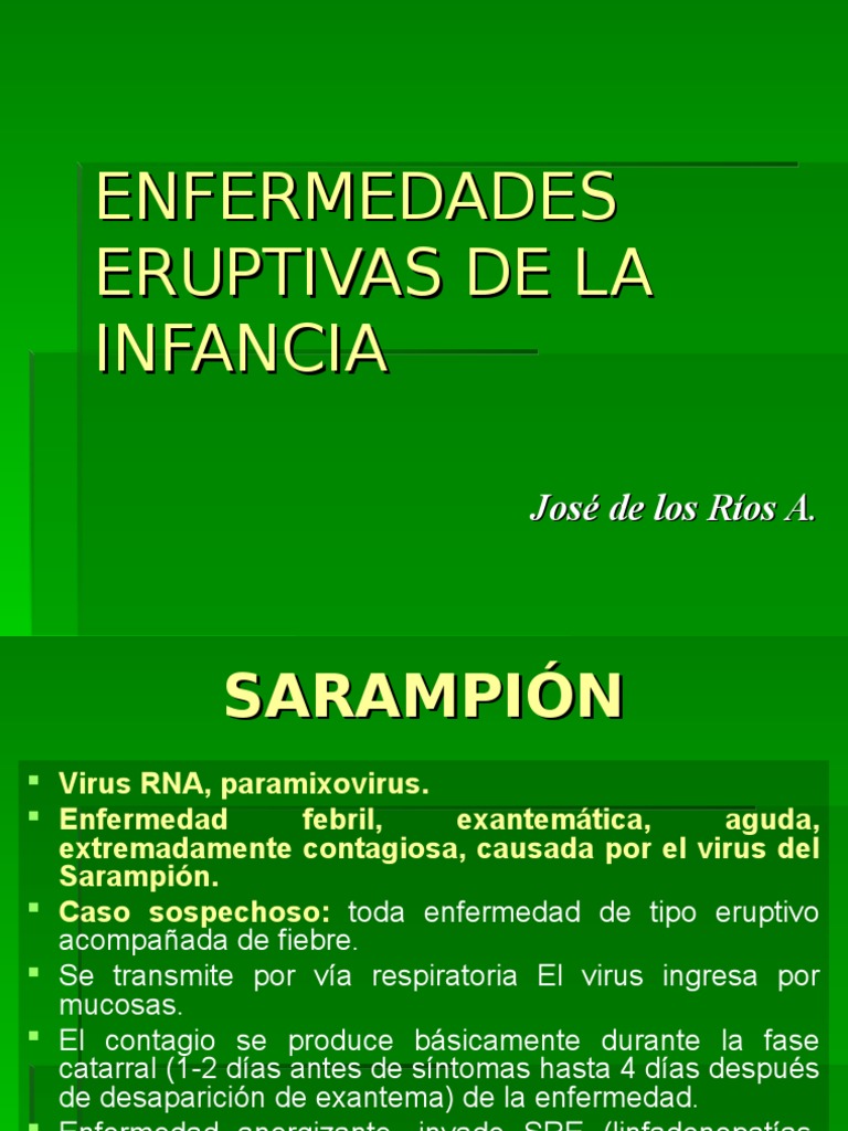 Enfermedades Eruptivas en Niños | PDF | Sarampión | Poliomielitis