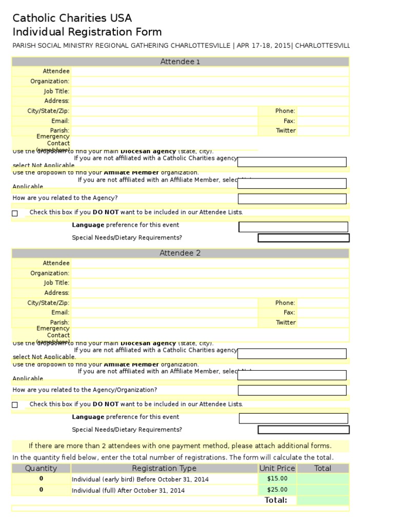 Catholic Charities Registration Form | PDF | Catholic Church | Religion ...