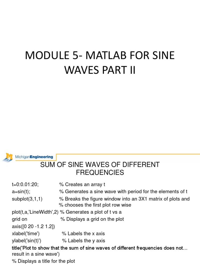 Module 5-Matlab For Sine Waves Part Ii | PDF | Fast Fourier Transform ...