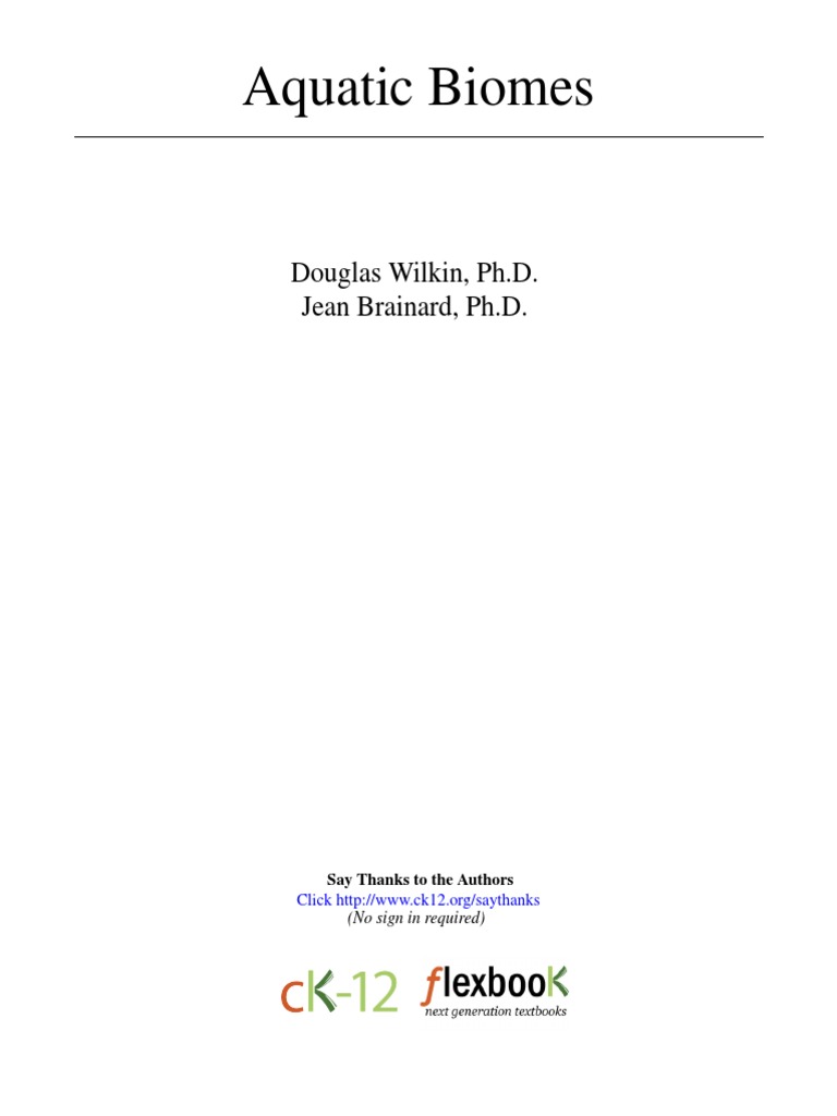 Aquatic Biomes: Douglas Wilkin, Ph.D. Jean Brainard, PH.D | PDF ...