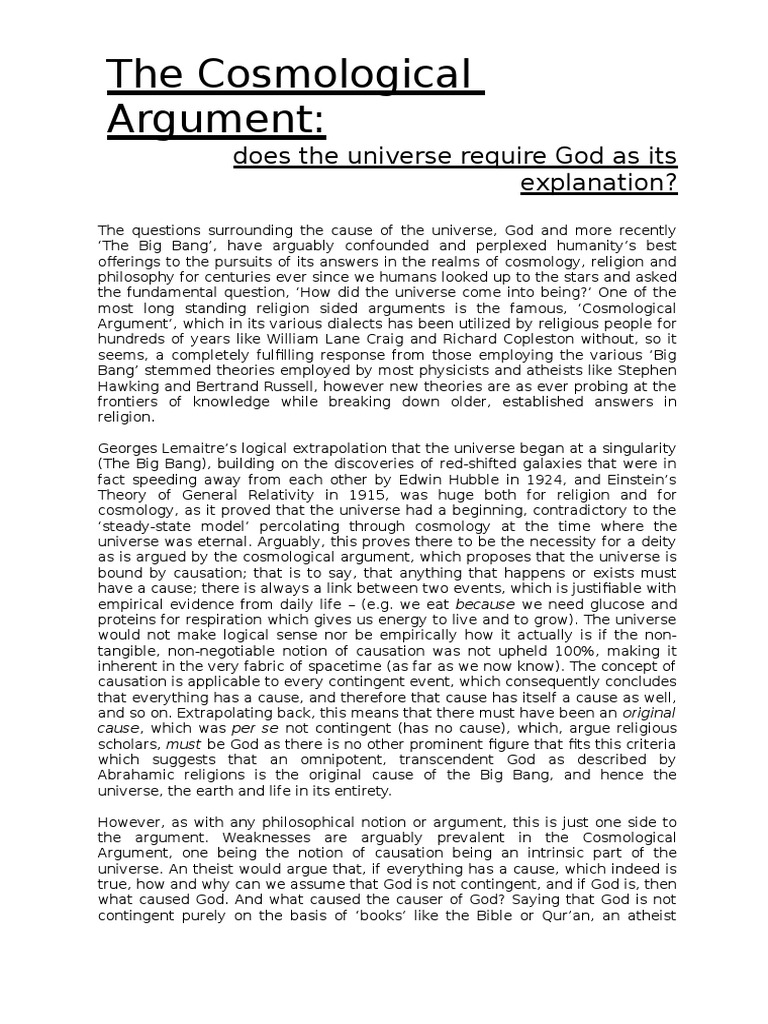 The Cosmological Argument | PDF | Physical Cosmology | Universe