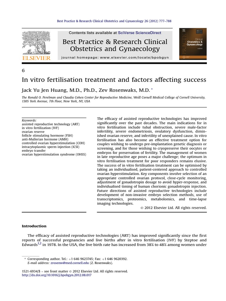 In Vitro Fertilisation Treatment and Factors Affecting Success | PDF ...