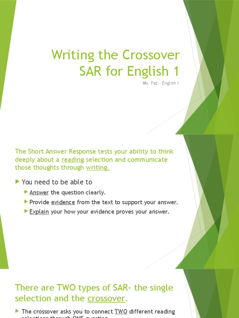 Writing The Crossover Sar For English 1 2 | PDF | Communication ...