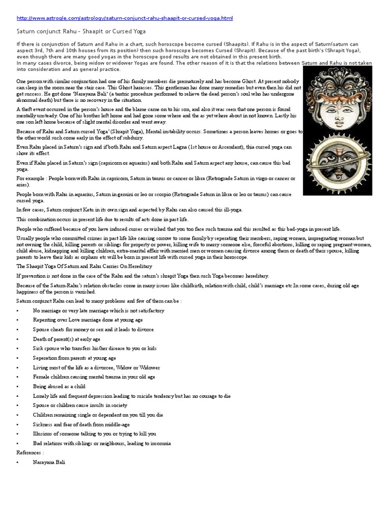 Saturn Conjunct Rahu - Shaapit or Cursed Yoga | Download Free PDF ...