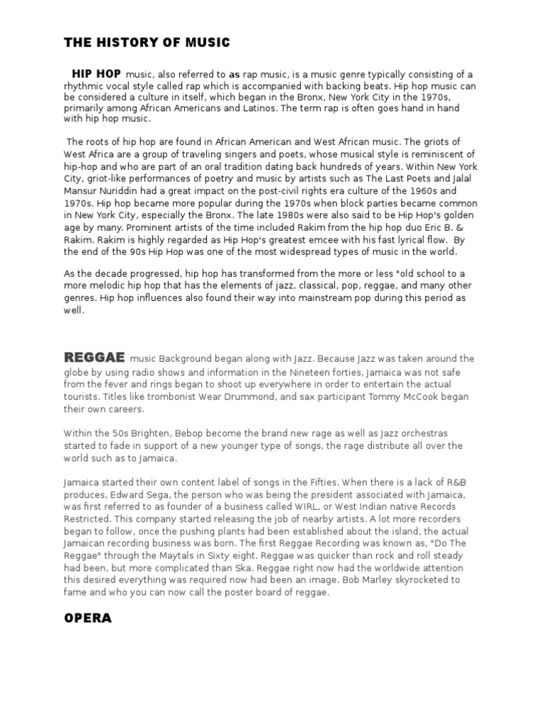 The History of Music: Hip Hop | PDF | Hip Hop Music | Rapping