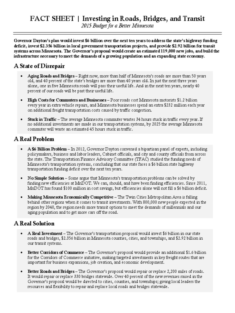 Transportation Overview Fact Sheet PDF | PDF | Public Transport | Minnesota