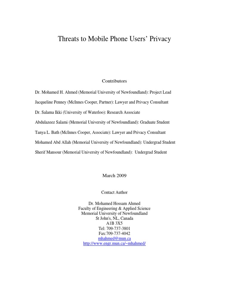 Mobile Phone Privacy Report | PDF | Short Message Service | Base Station