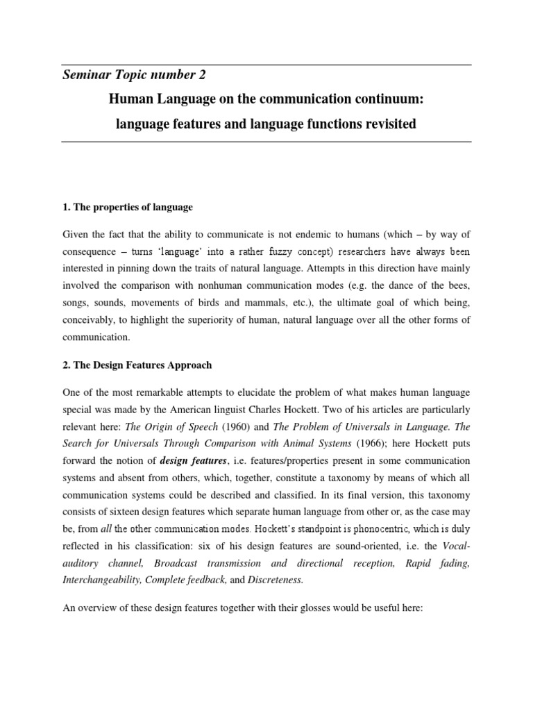Human Language Pdf Linguistics Communication