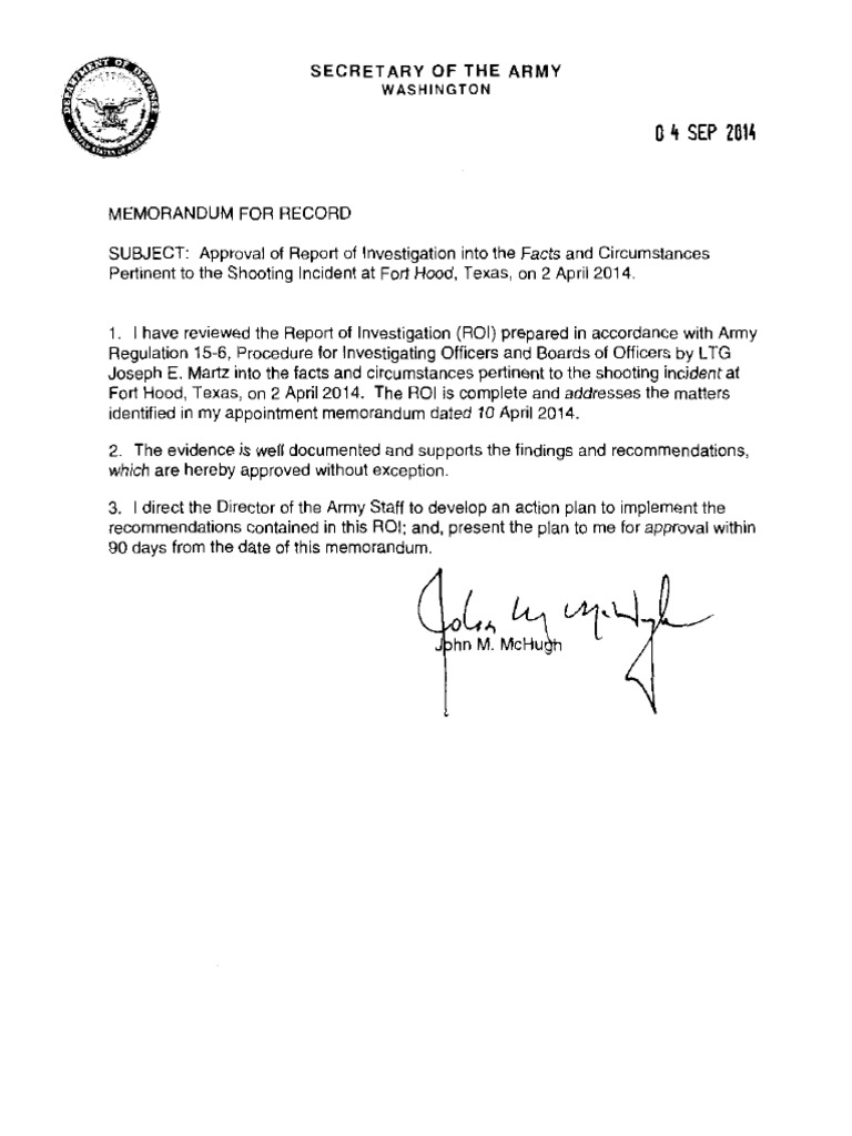 Fort Hood Shooting Report of Investigation Redacted | Sergeant | Non ...