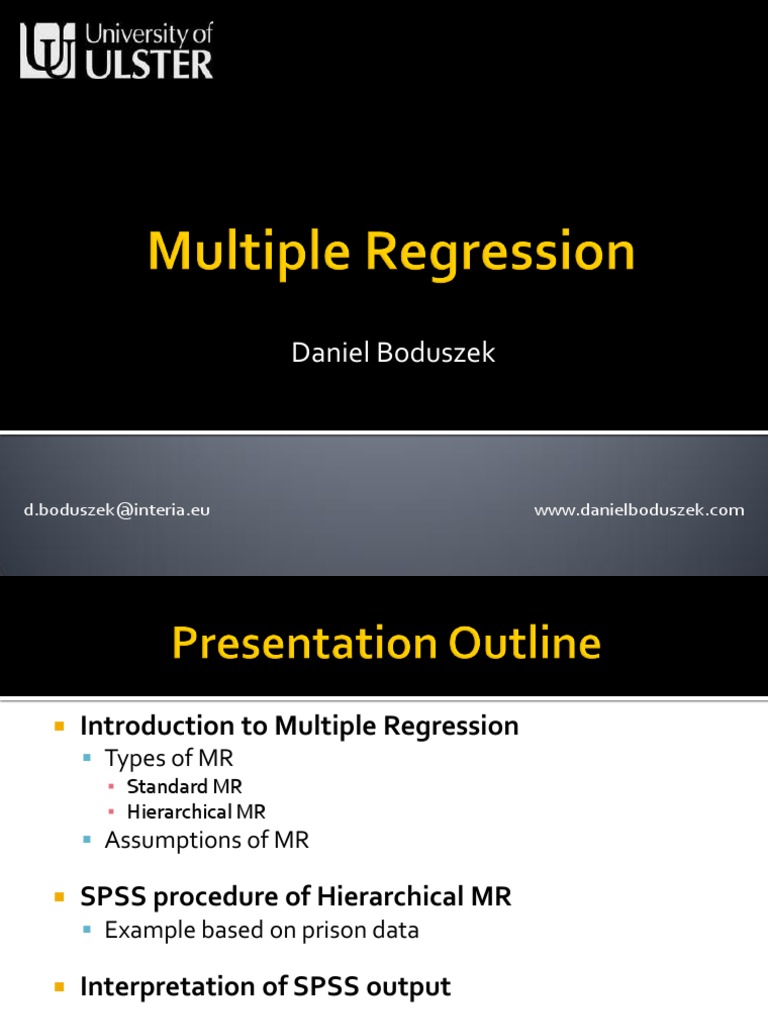 Multiple Regression - D. Boduszek | PDF | Errors And Residuals | Multilevel Model