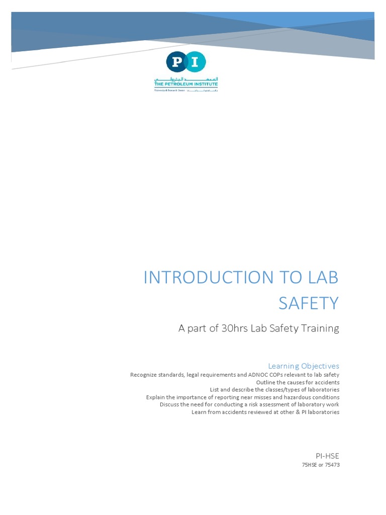 Introduction to Laboratory Safety: Recognizing Hazards and Ensuring ...