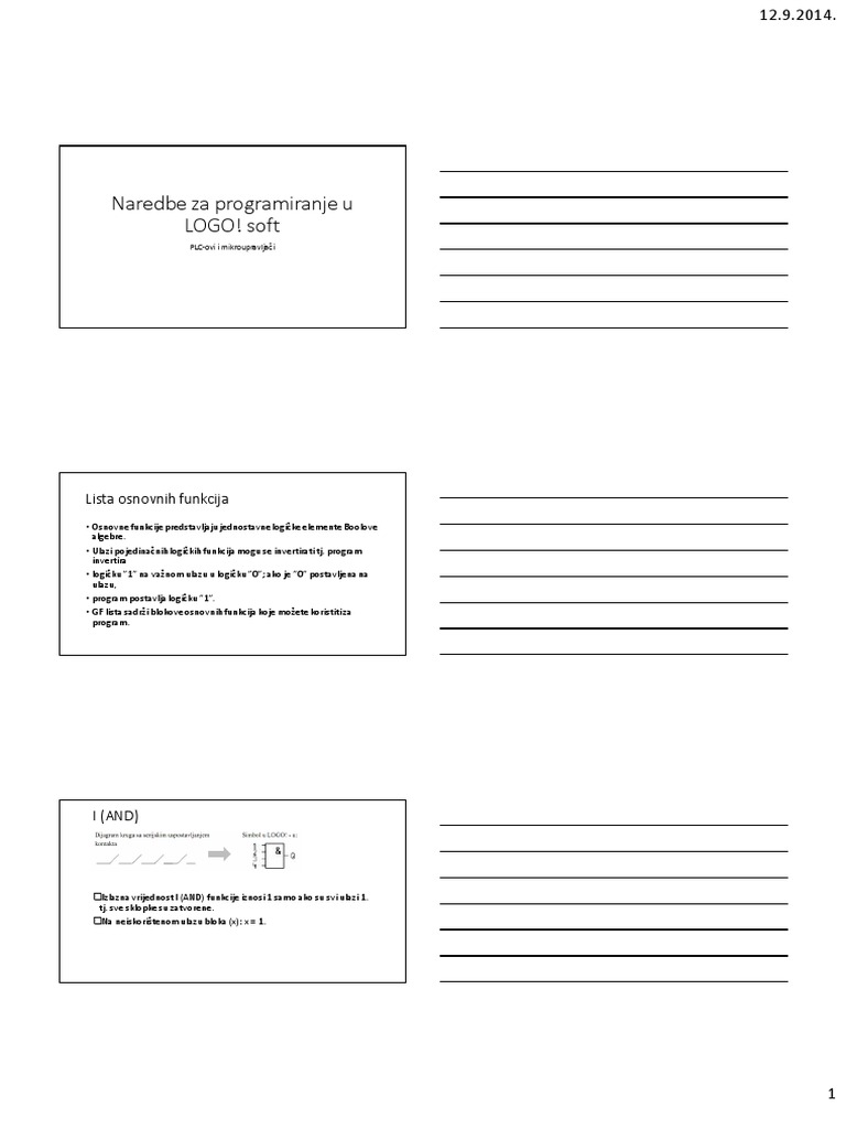 Naredbe Za Programiranje U LOGO! Soft PDF | PDF