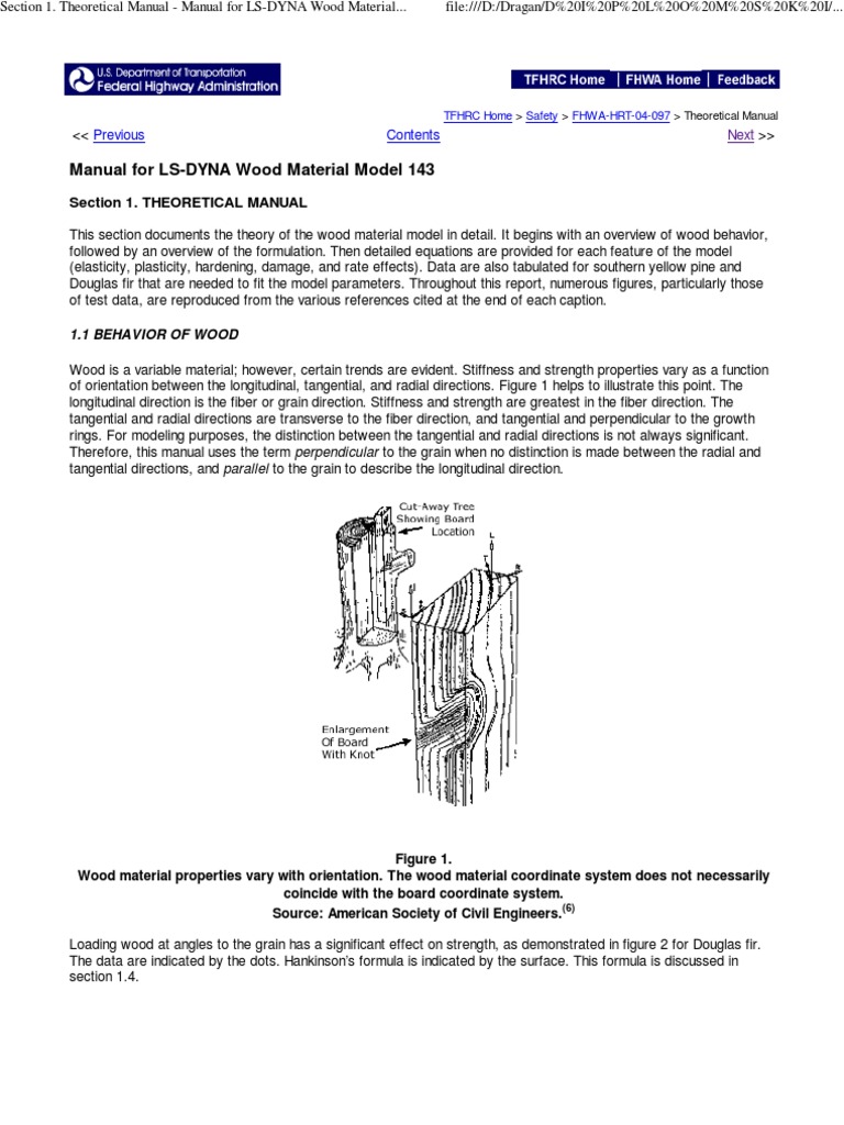 Manual For LS-DYNA Wood Material Model 143 | PDF | Wood | Strength Of ...