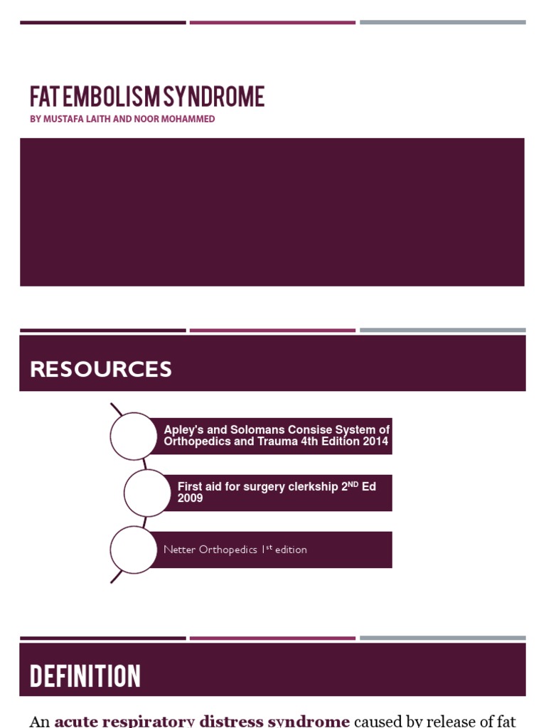Fat Embolism Syndrome Causes and Symptoms | PDF | Health Sciences ...