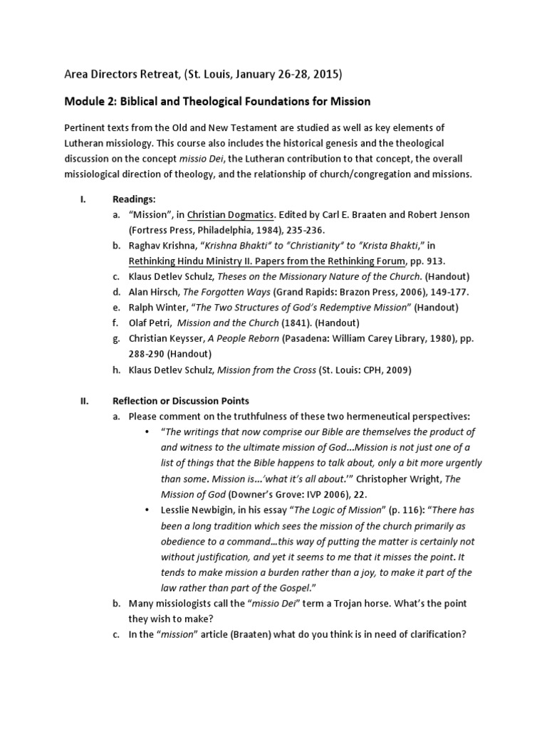 Module 2 Biblical Theological Foundations | PDF | Lutheranism ...