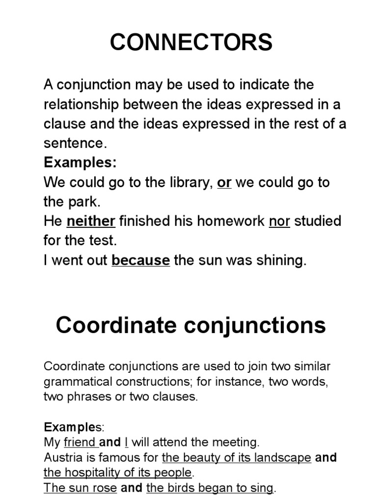 Connectors | Download Free PDF | Subject (Grammar) | Clause