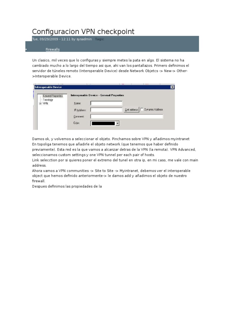 Configuracion VPN Checkpoint | PDF | Red privada virtual | Redes