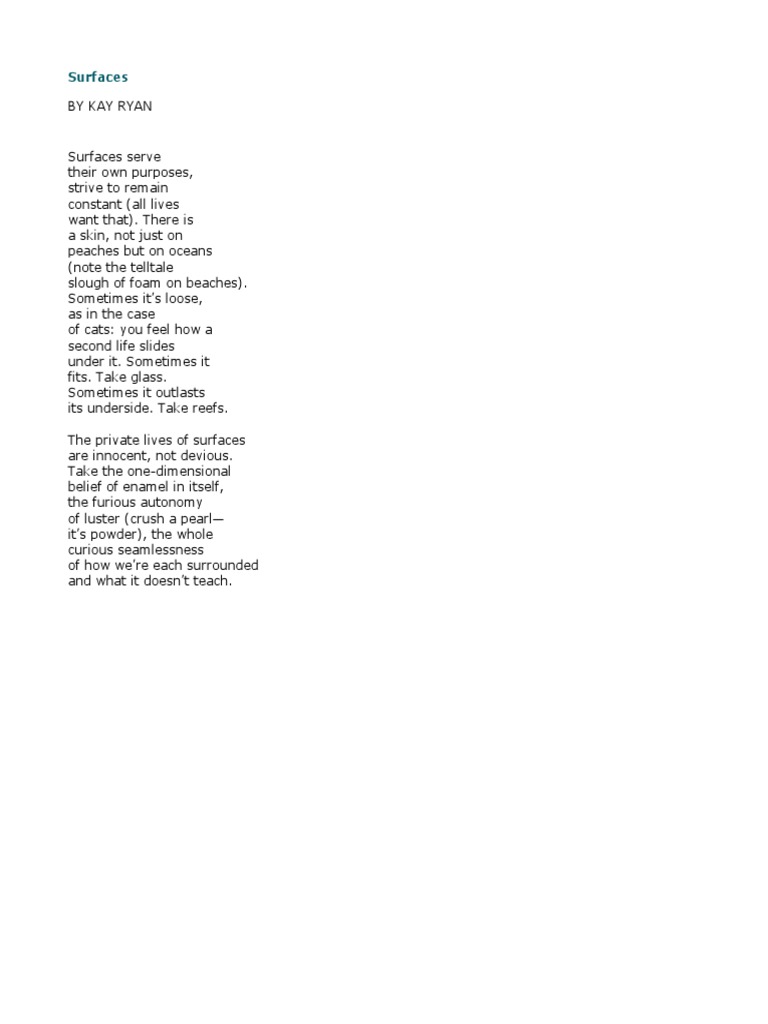 Surfaces Kay Ryan | PDF