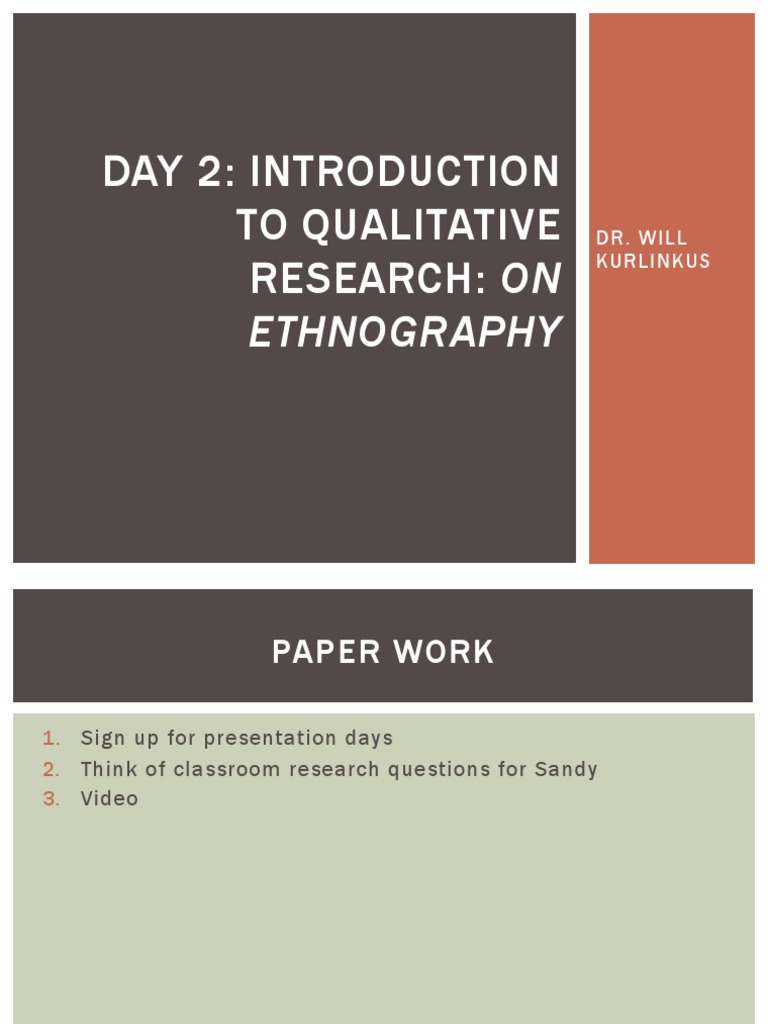 Methods Day 2 | PDF | Ethnography | Interview
