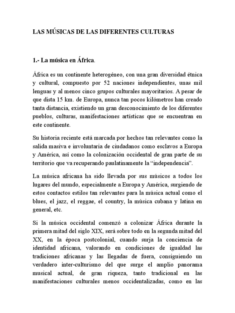 Música Africana: Ritmos y Tradiciones | PDF | Ritmo | África
