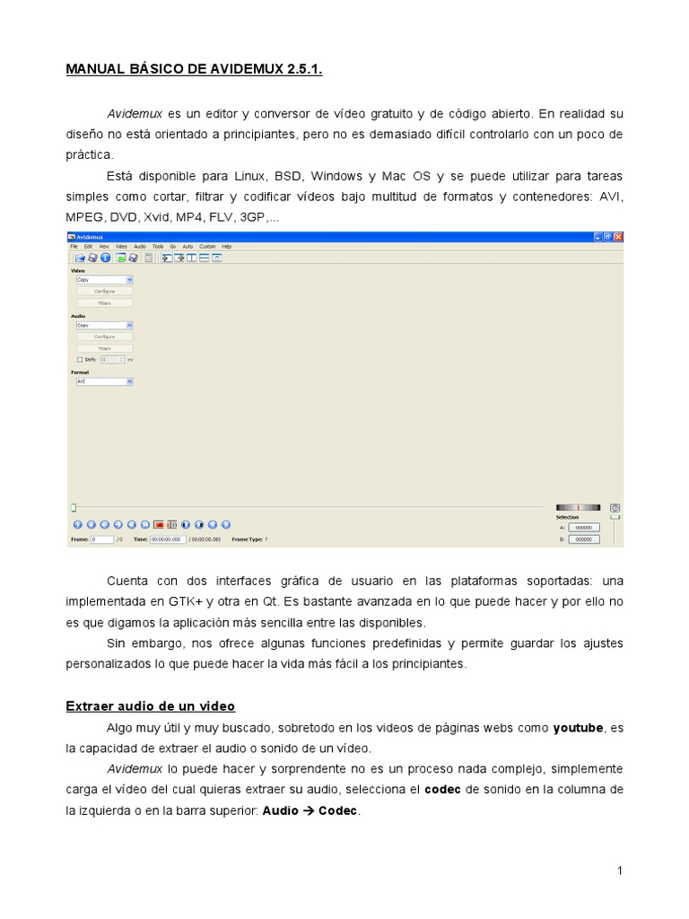 Manual Basico de Avidemux | PDF