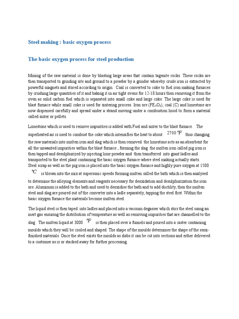 Steel Making: Basic Oxygen Process | PDF | Steelmaking | Coke (Fuel)