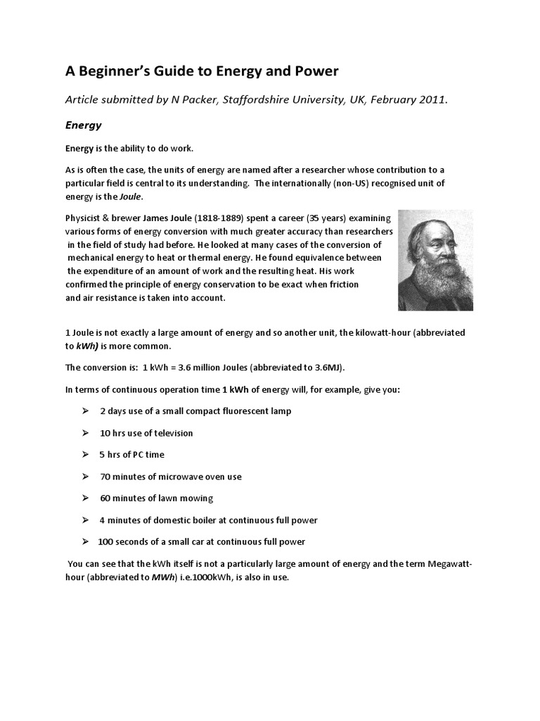 Energy and Power Basics Guide | PDF | Science & Mathematics