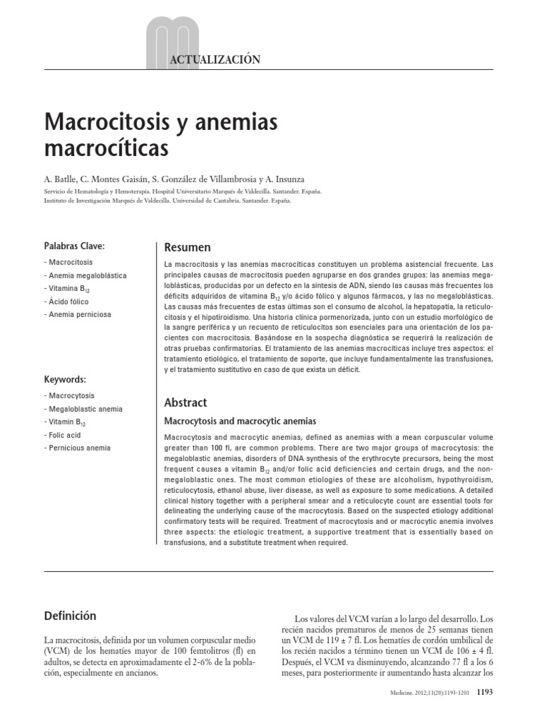 Macrocitosis y Anemias: Causas y Tratamiento | PDF | Ácido fólico ...