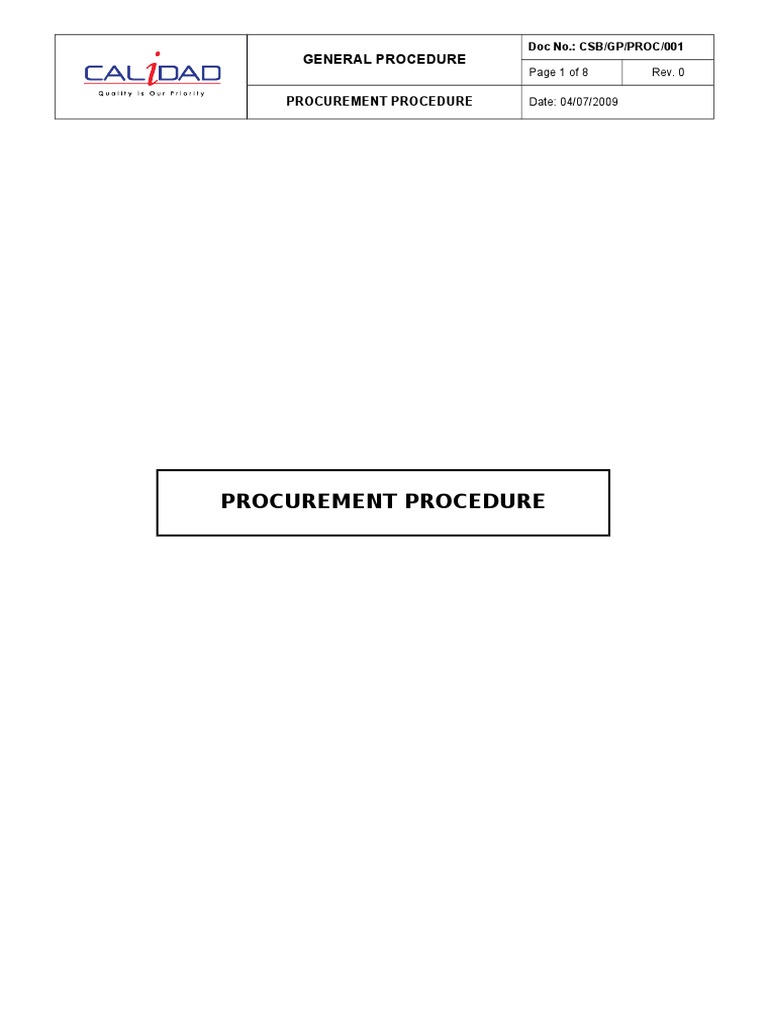 Material Procurement Procedure | Download Free PDF | Specification ...