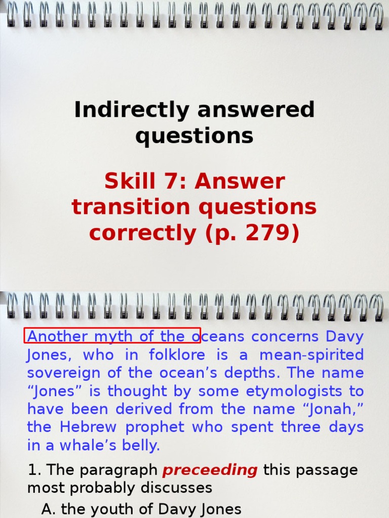 Lesson 4 Reading - Skill 6 - Answer Transition Questions Correctly | PDF