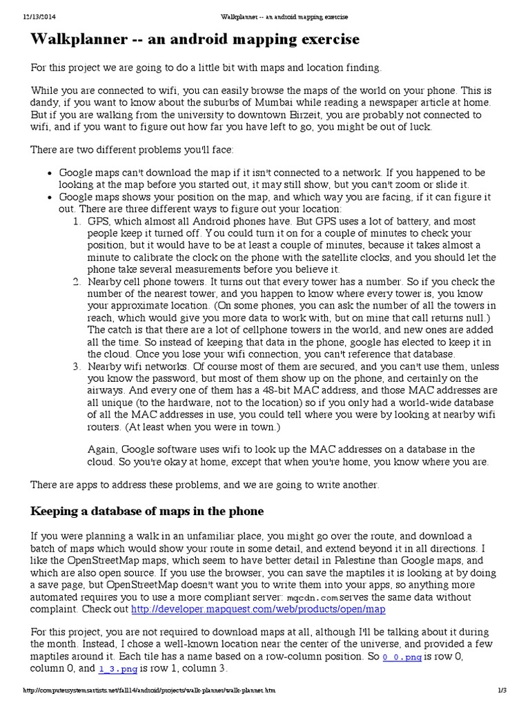Walkplanner - An Android Mapping Exercise | PDF | Wi Fi | Android ...