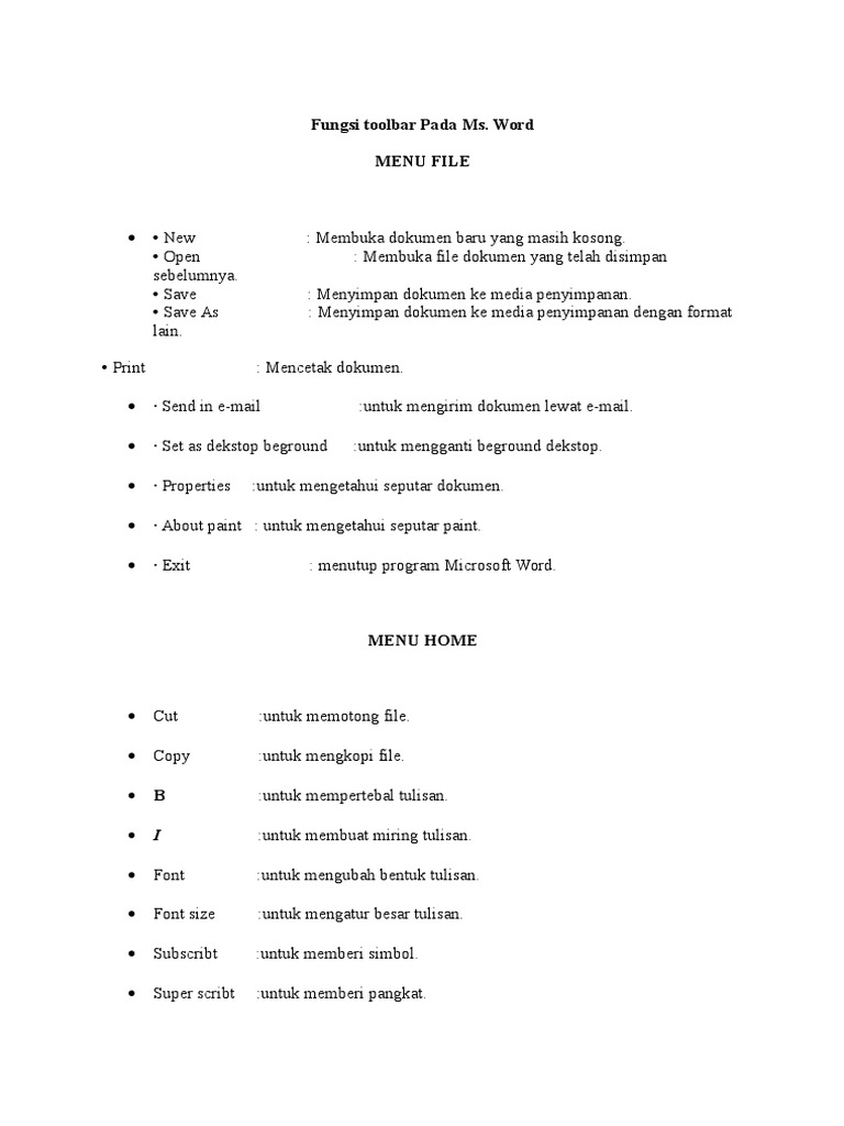 Fungsi Toolbar Pada Ms. Word | PDF