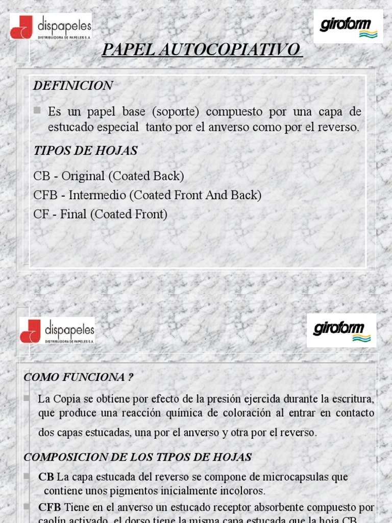 Tipos y Manejo del Papel Autocopiativo | PDF | Papel | Impresora ...