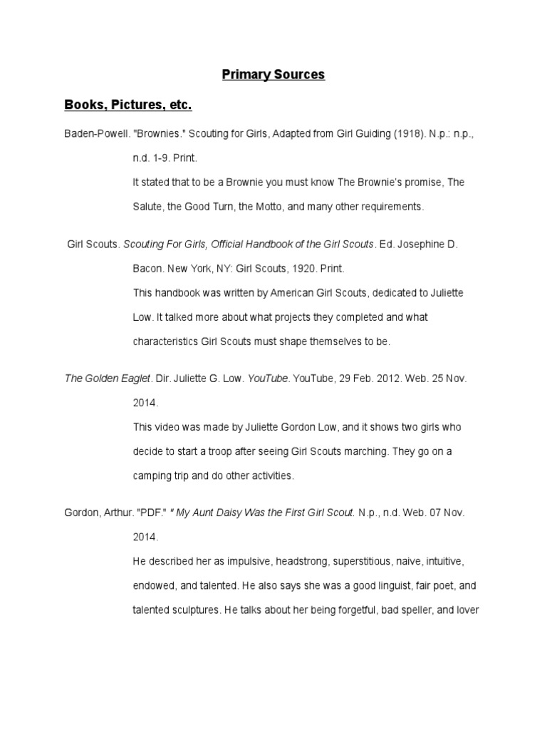 Primary Sources Books Pictures Etc Pdf Scouting Girl Guiding