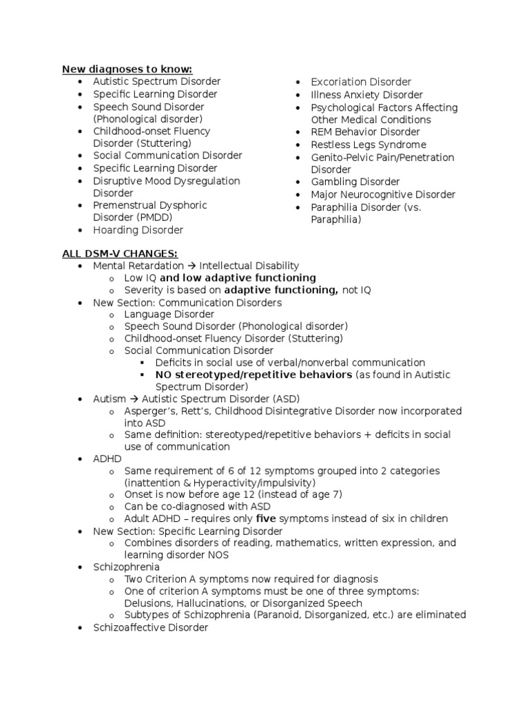 DSM V Summary | PDF | Spectrum Disorder | Autism Spectrum